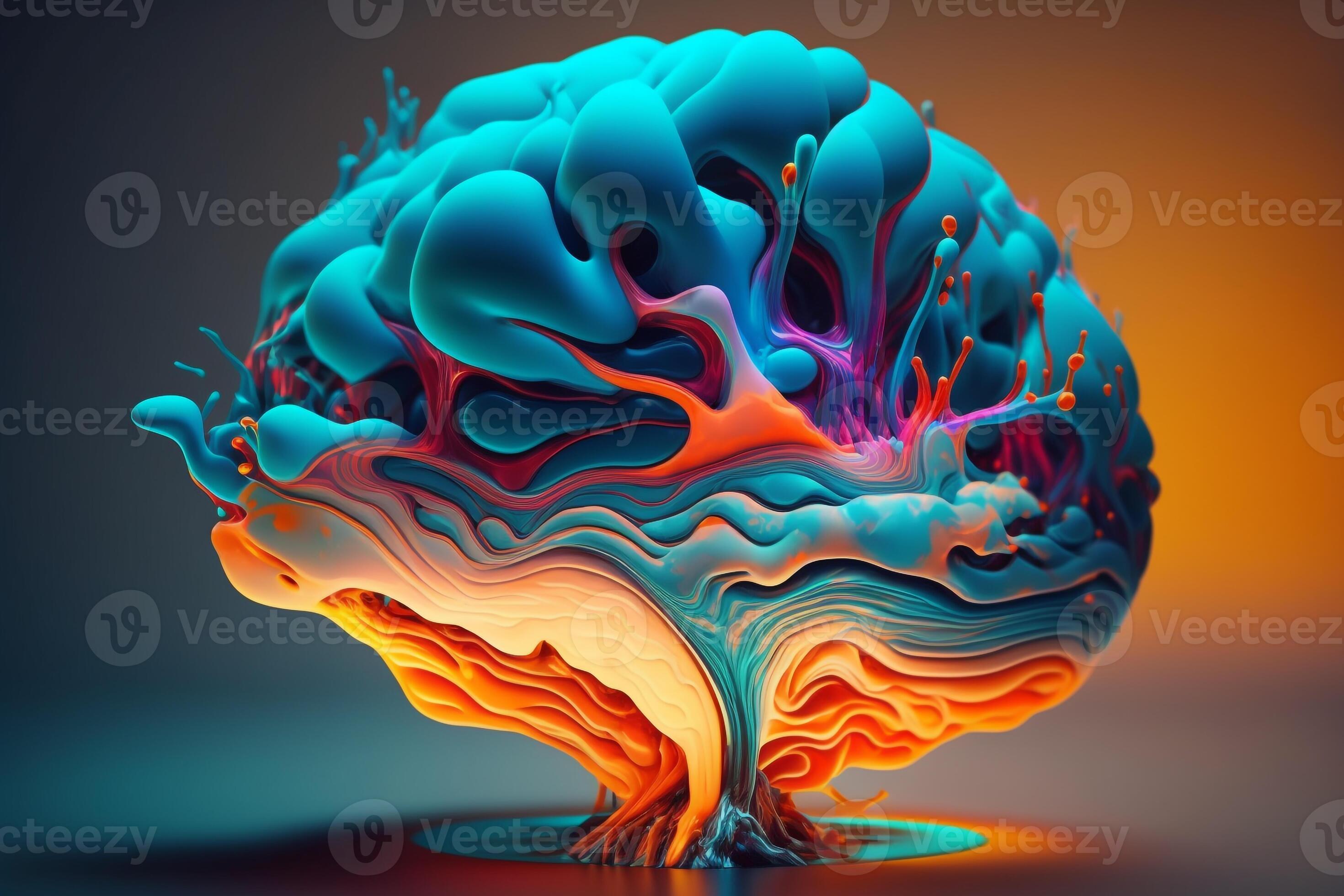 a brain with a vibrant and fluid shape, like a constantly evolving work of art that is never ...
