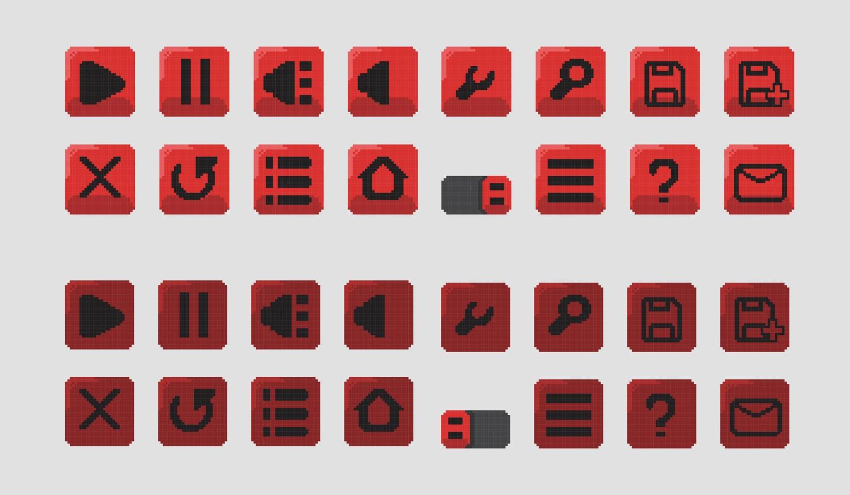Red Button Gui In Pixel Art Style 22908957 Vector Art At Vecteezy
