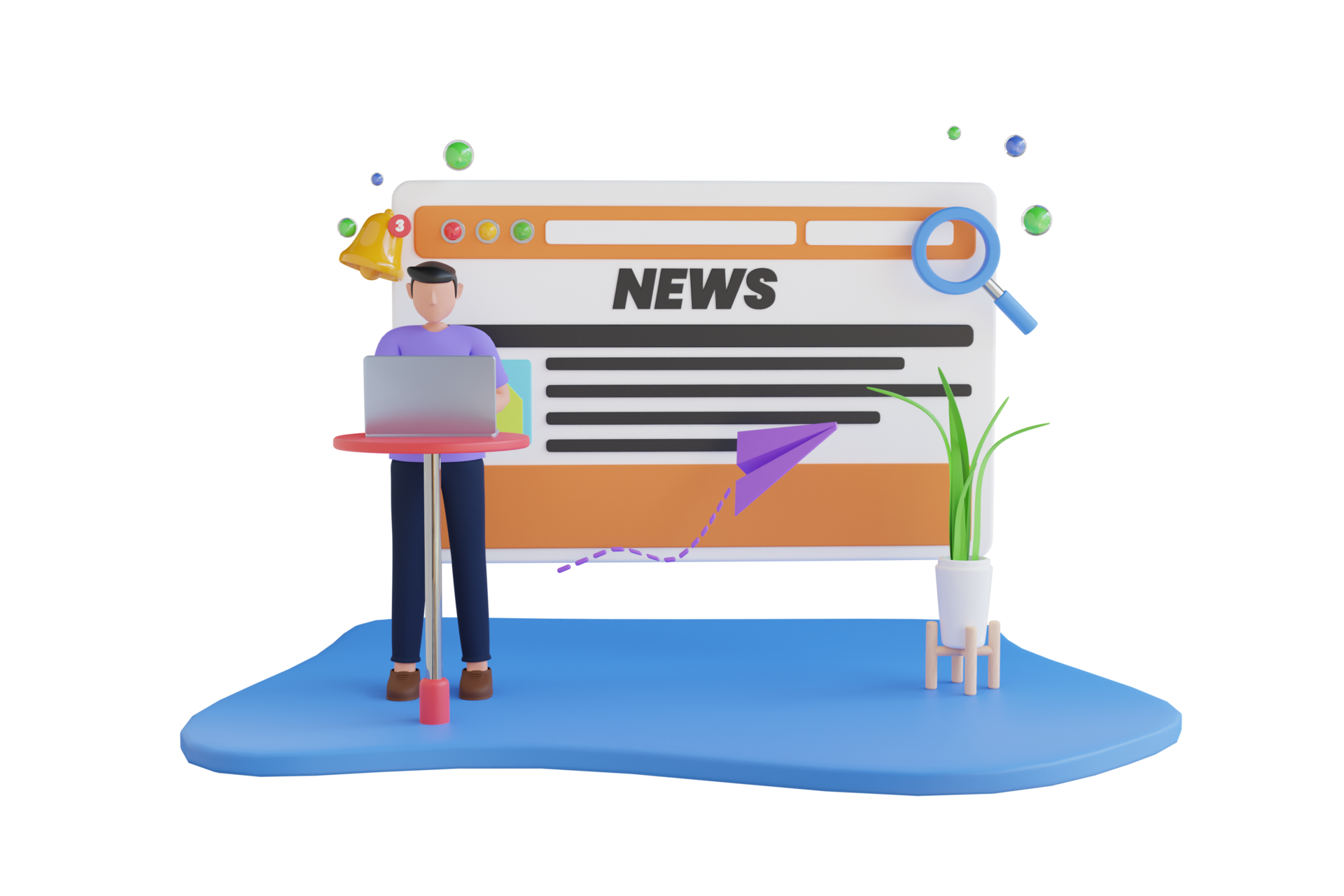 3d actualizar tendencias reporte Noticias destello concepto. Noticias actualizar y en línea ...