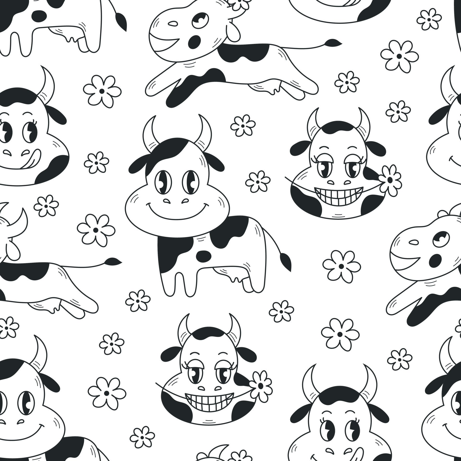 Cows seamless pattern 22911708 Vector Art at Vecteezy