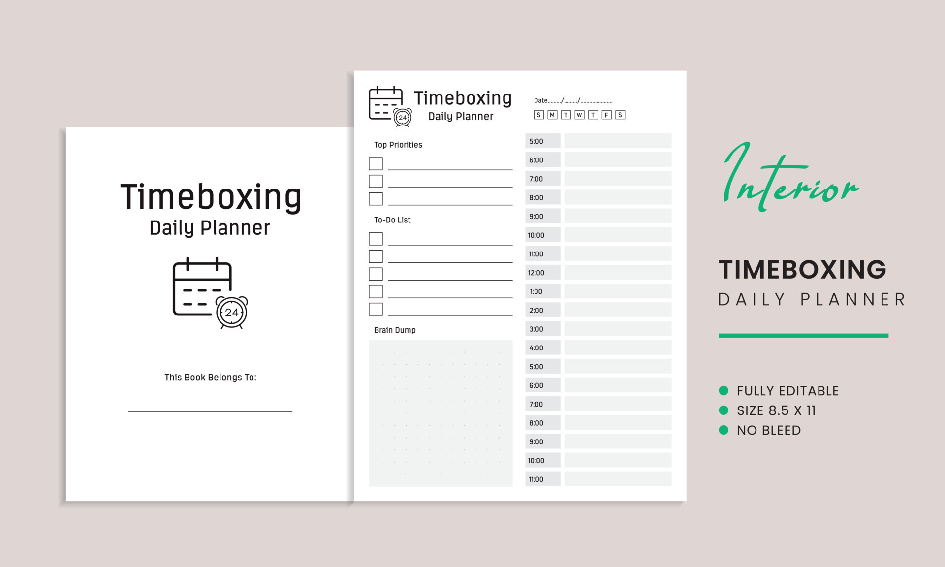 Timeboxing Daily Planner Interior Template 22912775 Vector Art at Vecteezy Timeboxing Daily Planner Interior Template 22912775 Vector Art at Vecteezy