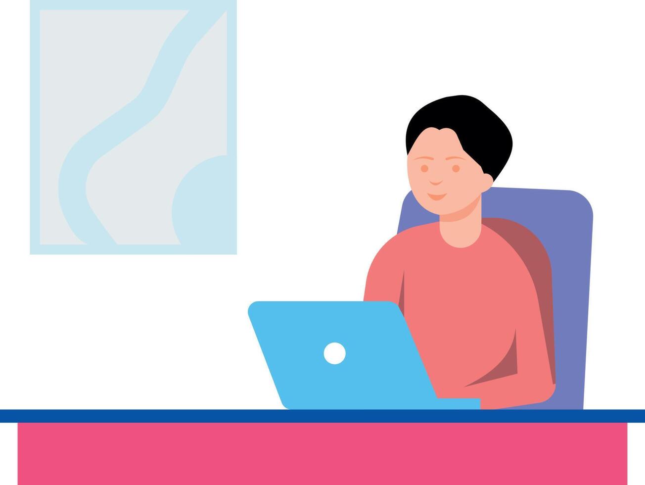 The boy is working at his desk. 22913924 Vector Art at Vecteezy