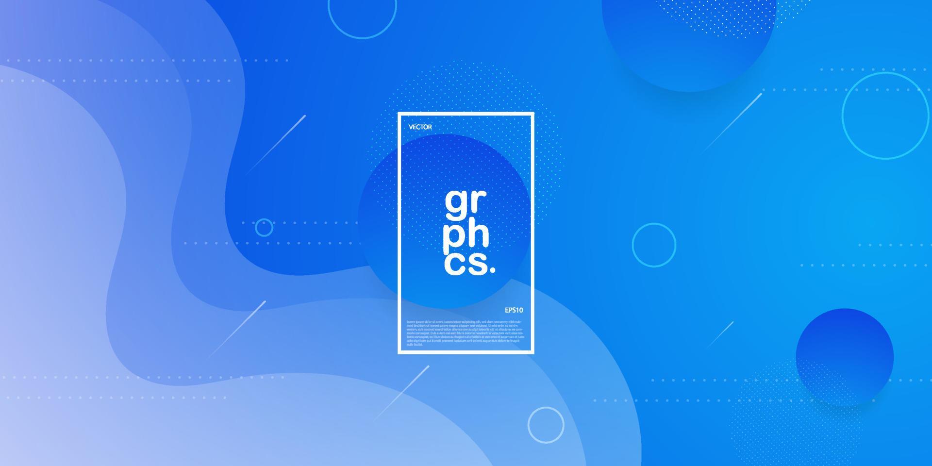 Bright minimal geometric gradient wave blue background with simple shapes compotition. Colorful ...
