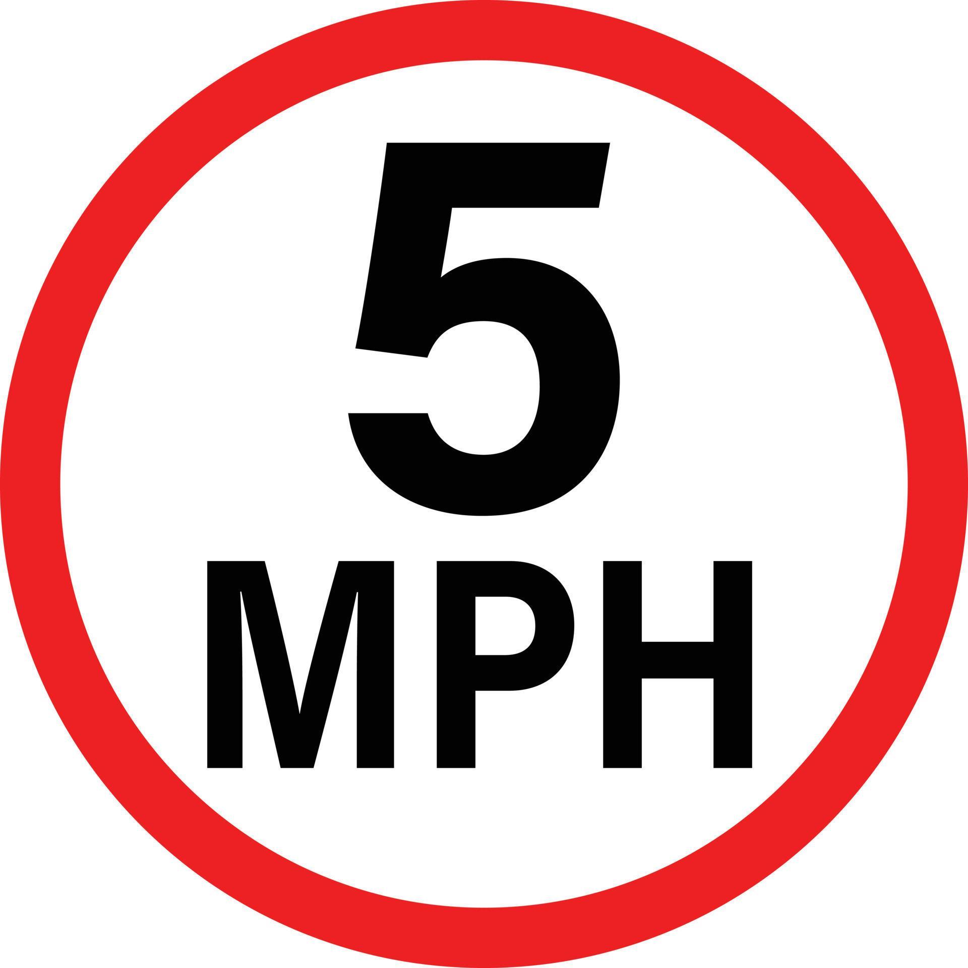 5 mph vehicle speed limit sign. 5MPH road traffic sign slow drive. flat ...