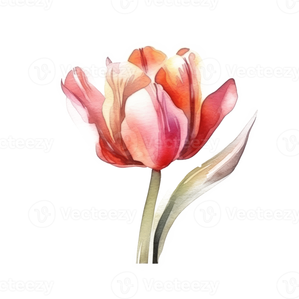 Watercolor tulip flower. 22917513 PNG