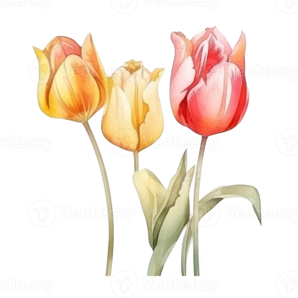 Watercolor tulip flower. 22917514 PNG