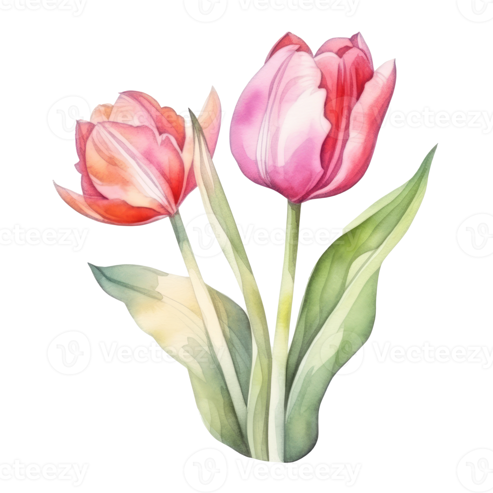 Watercolor tulip flower. 22917727 PNG