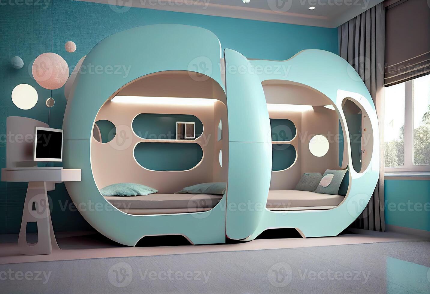 Generative AI illustration of futuristic interior design, design a ...