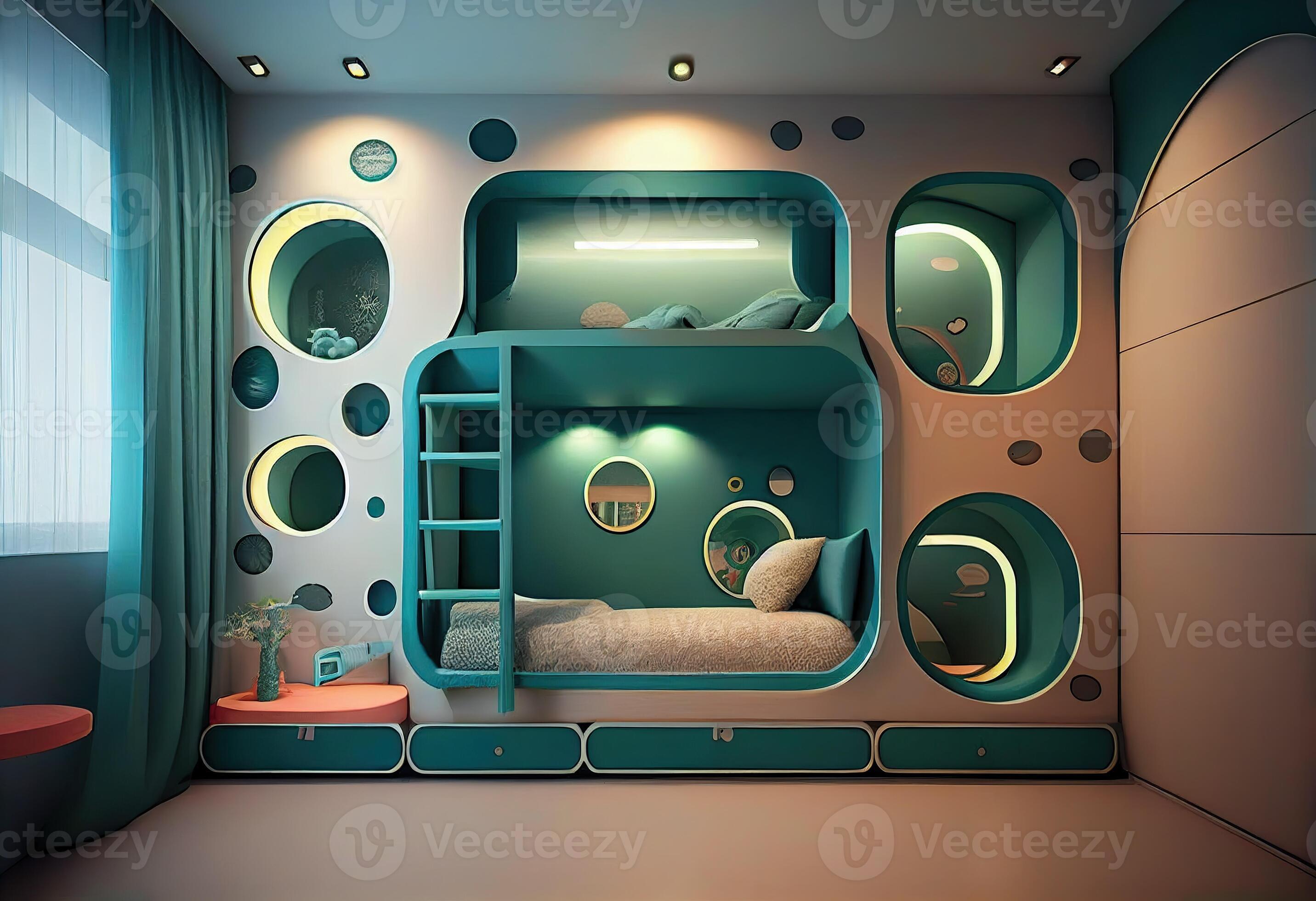 Generative AI illustration of futuristic interior design, design a ...