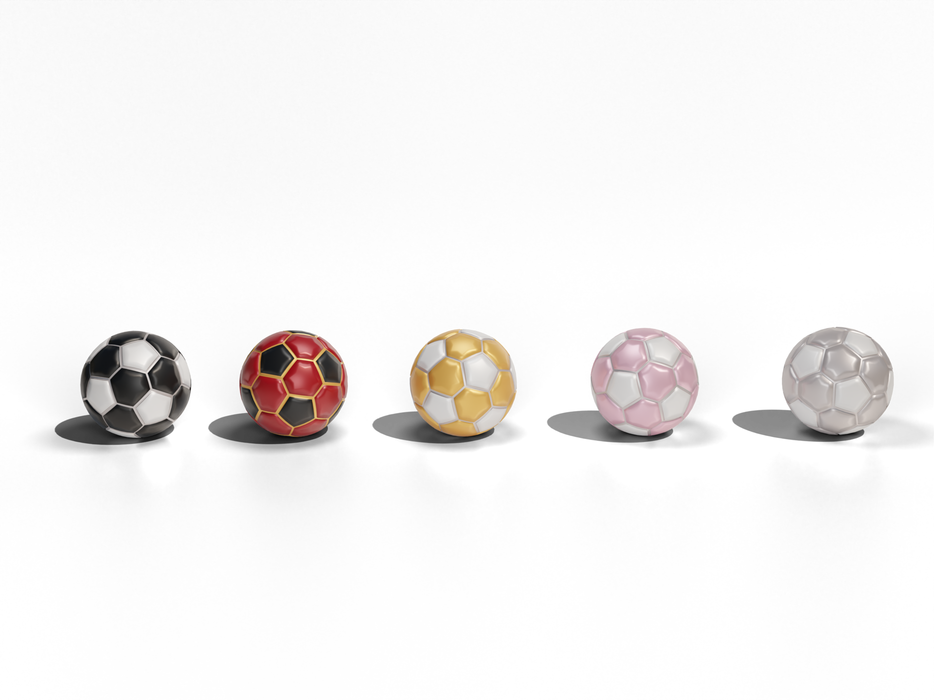 Set Of Colored Soccer Ball 3d Rendering Colorful Football Design 22923993 Png