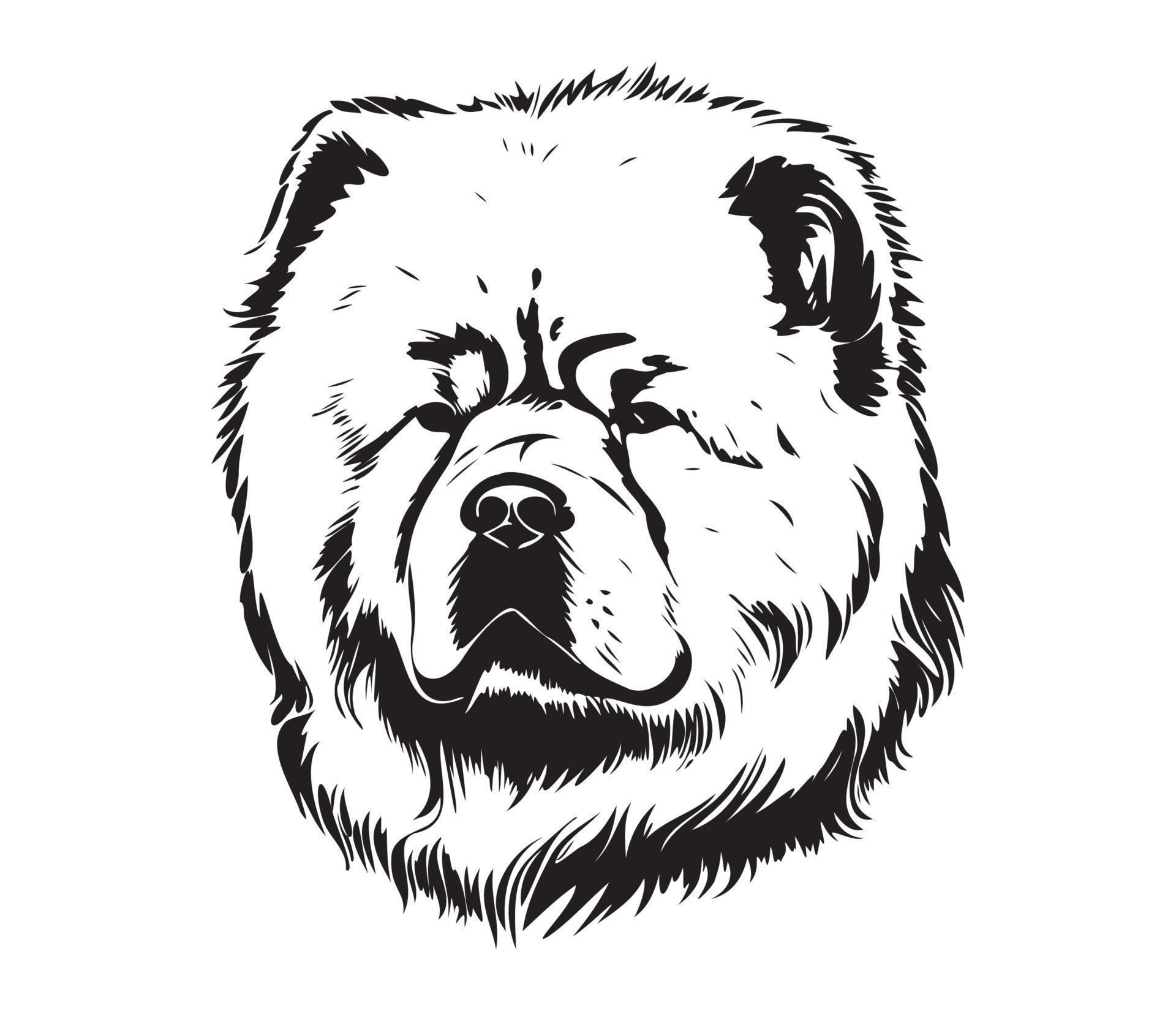 Chow Chow Face, Silhouette Dog Face, black and white Chow Chow vector ... Chow Chow Face, Silhouette Dog Face, black and white Chow Chow vector ...