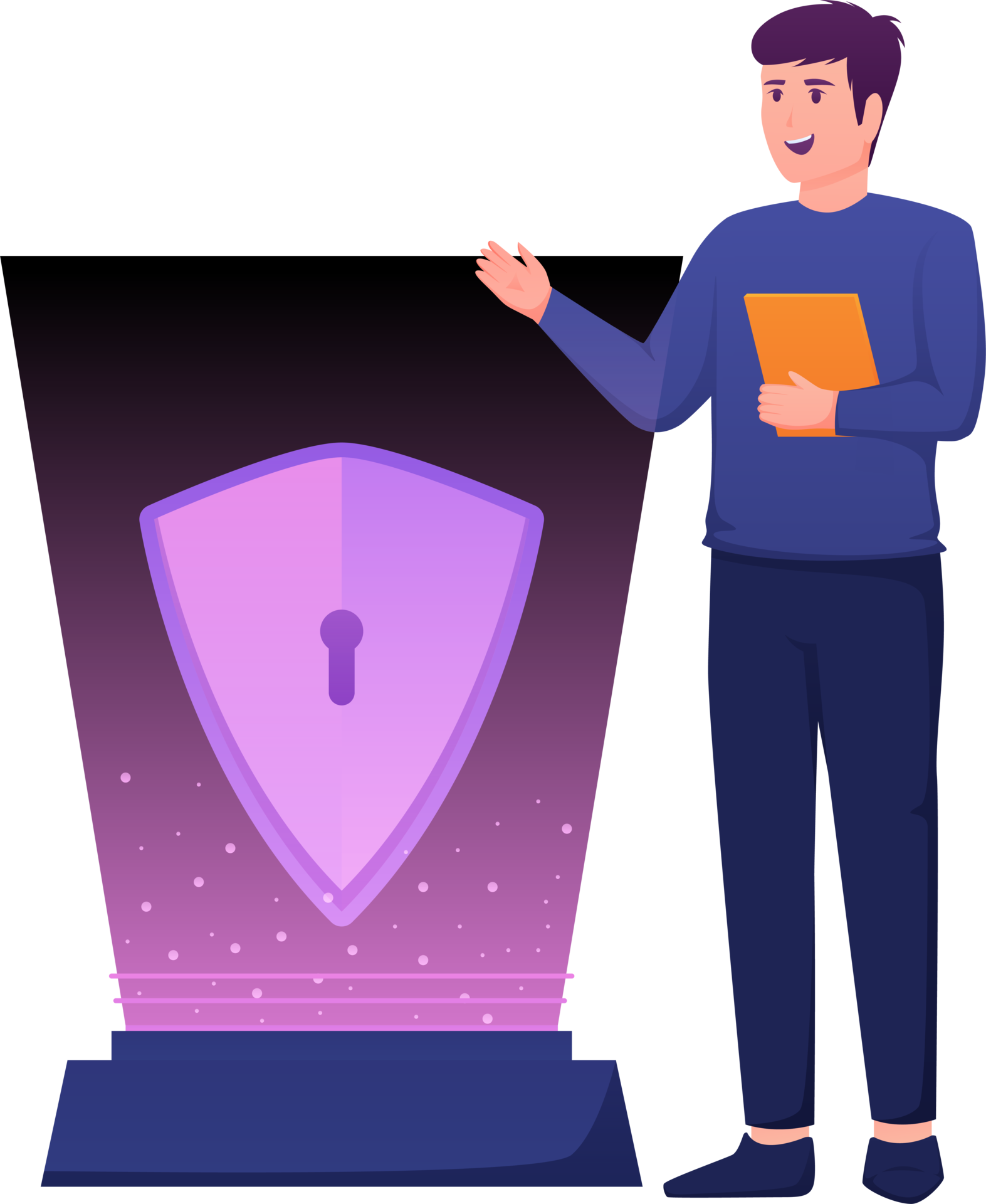 Digital Data Protection Illustration With Cyber Security Cartoon Character Cloud Computing