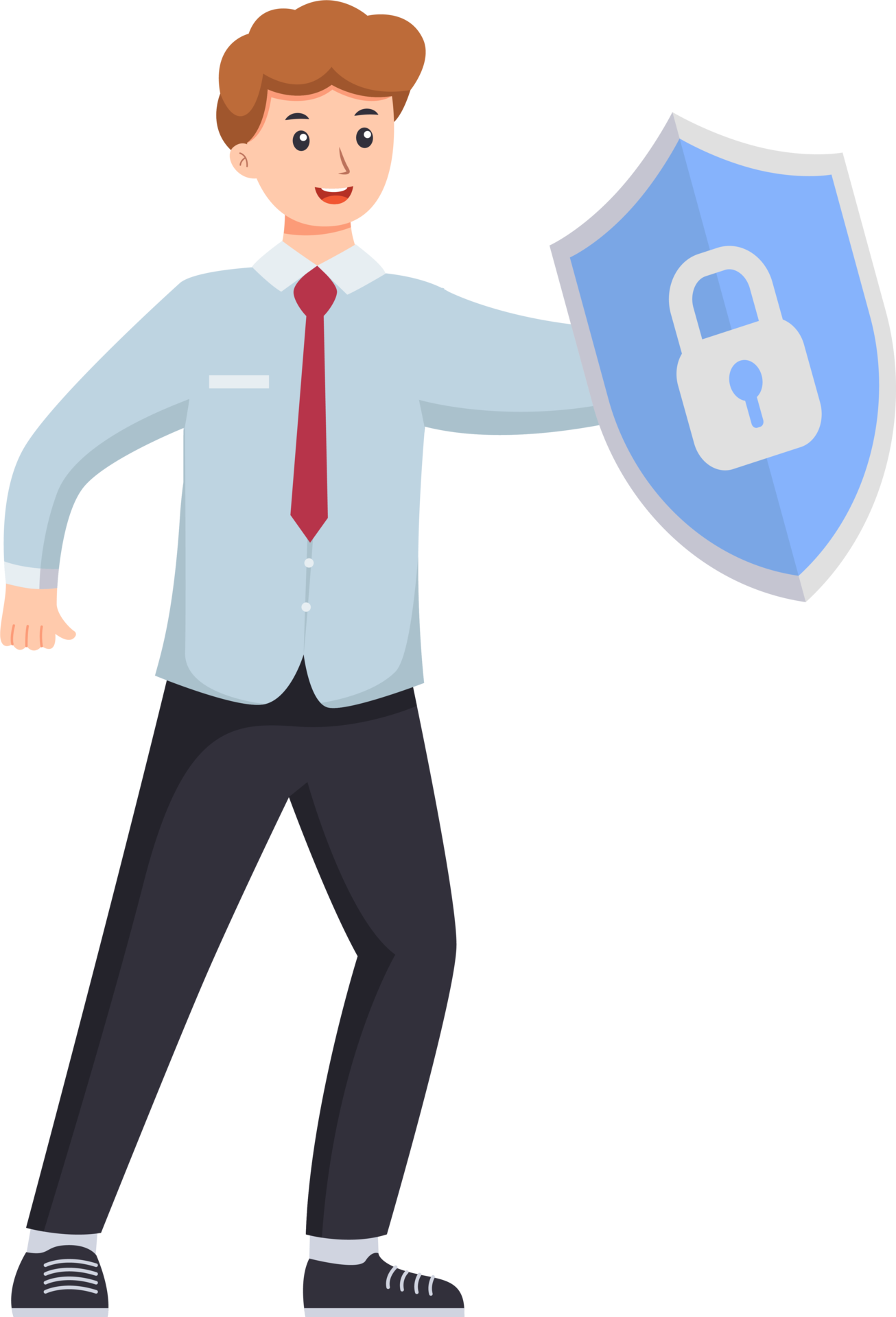 Digital Data Protection Illustration With Cyber Security Cartoon Character Cloud Computing