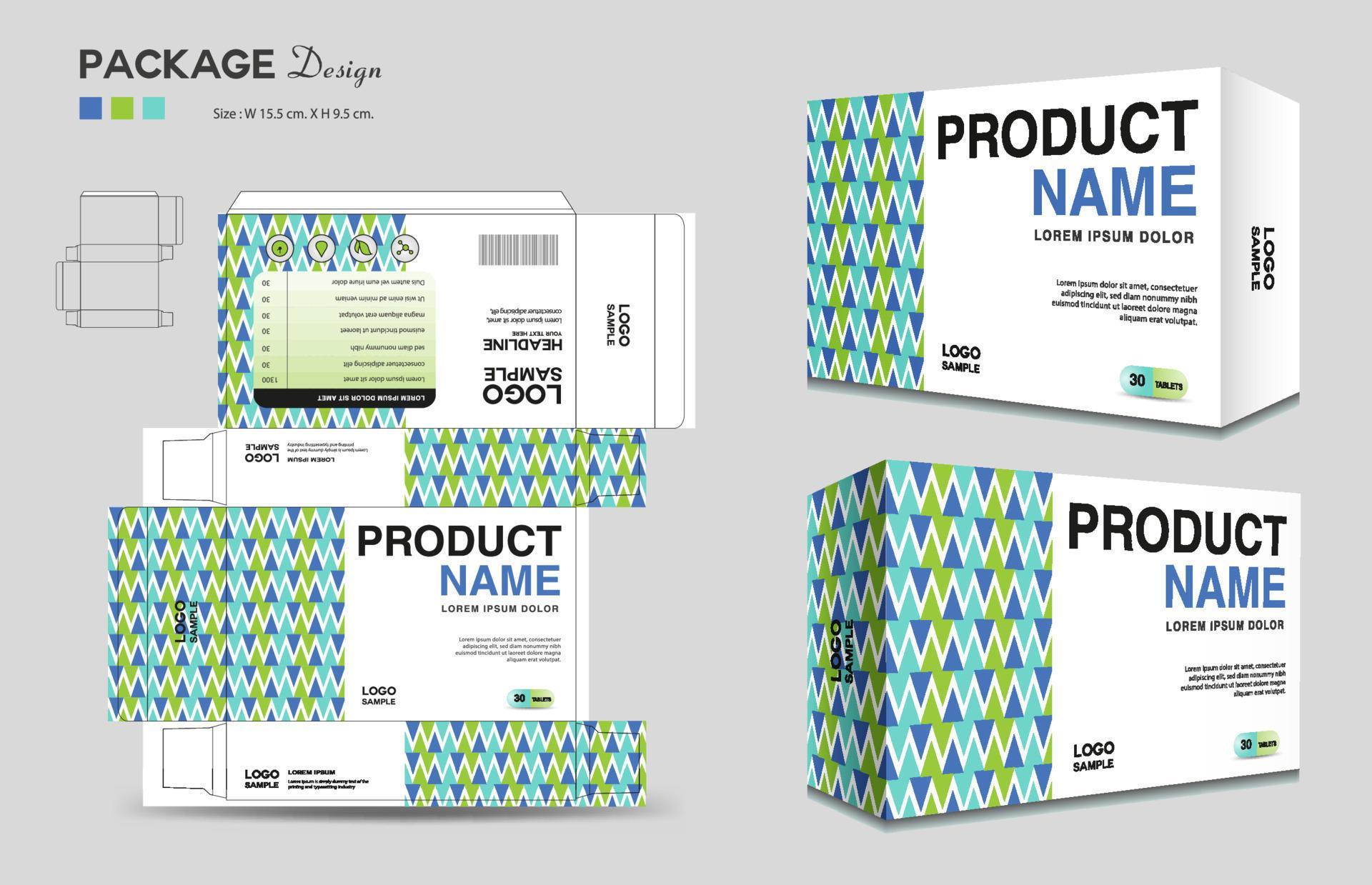 Cosmetic box design, Supplements box template, Package design template, 3d Box Packaging design ...