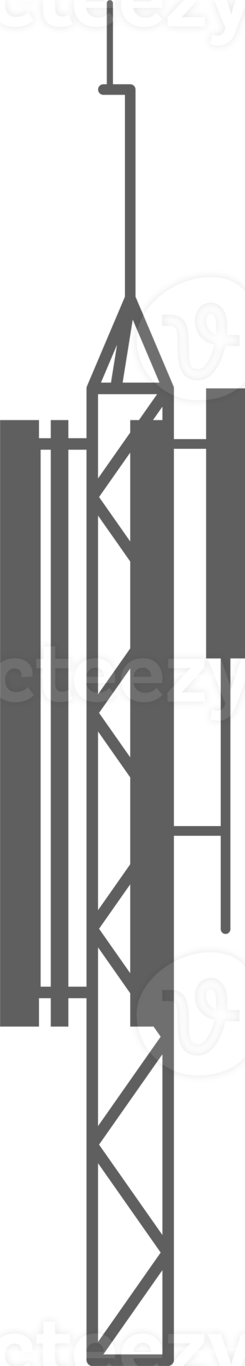 Transmission cellular tower silhouette. Mobile and radio communications tower with antennas for ...