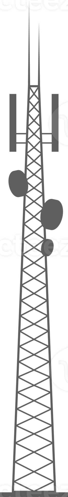 Transmission cellular tower silhouette. Mobile and radio communications tower with antennas for ...