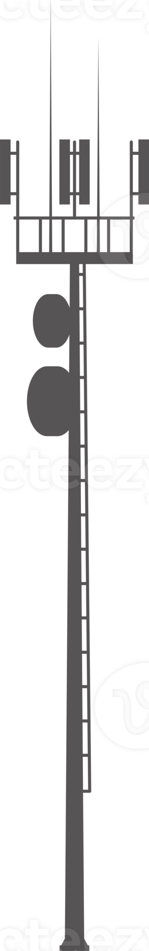 Transmission cellular tower silhouette. Mobile and radio communications tower with antennas for ...