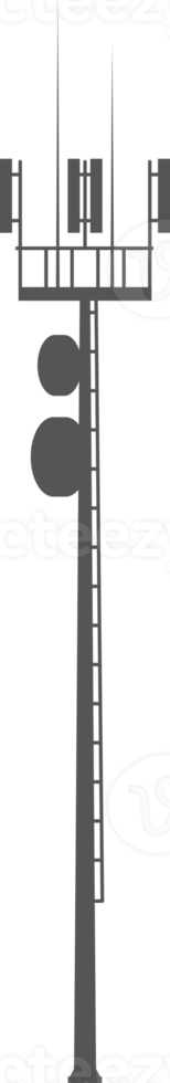 Transmission cellular tower silhouette. Mobile and radio communications tower with antennas for ...