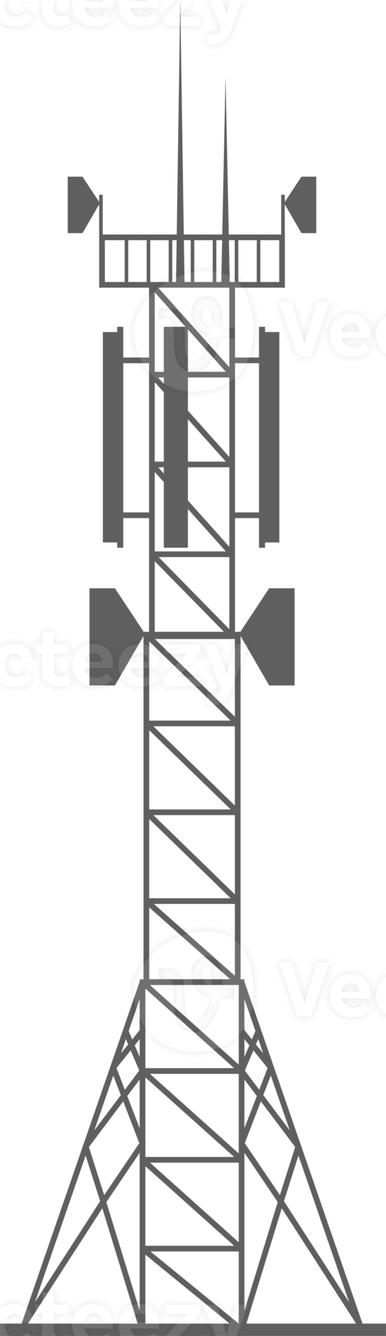 Transmission cellular tower silhouette. Mobile and radio communications tower with antennas for ...