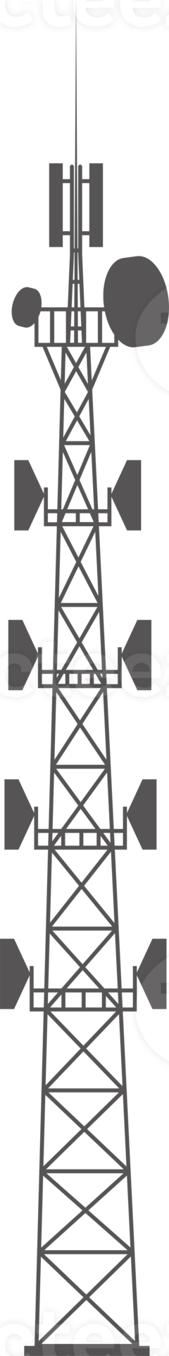 Transmission cellular tower silhouette. Mobile and radio communications tower with antennas for ...