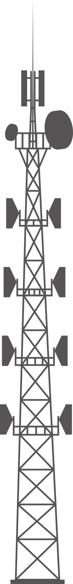 Transmission cellular tower silhouette. Mobile and radio communications tower with antennas for ...