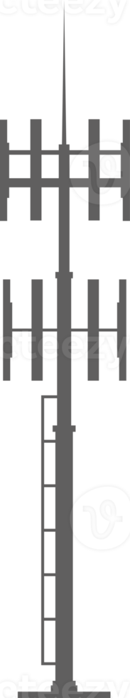 Transmission cellular tower silhouette. Mobile and radio communications tower with antennas for ...