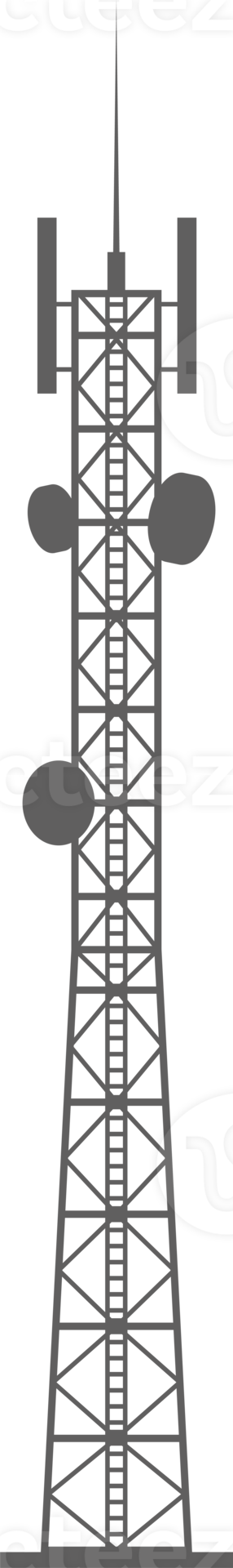 Transmission cellular tower silhouette. Mobile and radio communications tower with antennas for ...