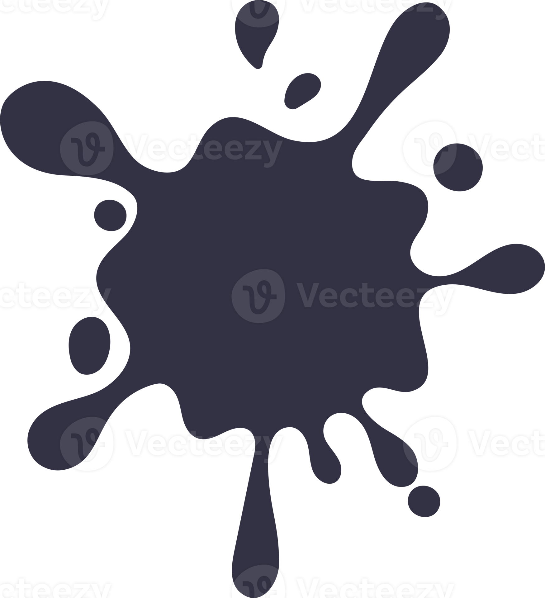 Cartoon drops, splashes and splatters. Stain of paint and ink with splashes. 22926621 PNG