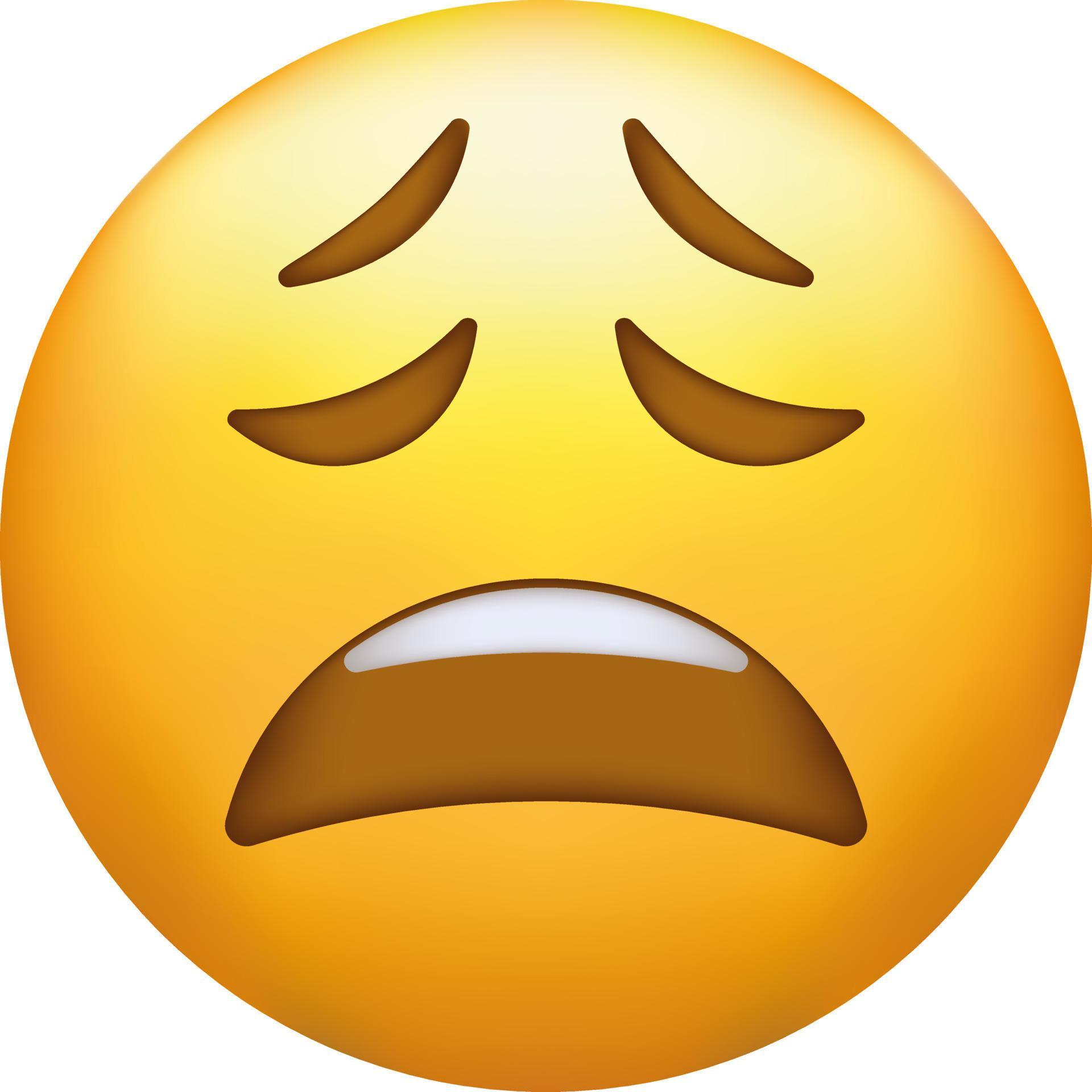 Exhausted emoji. Tired emoticon, yellow face with closed eyes. 22932670 Vector Art at Vecteezy