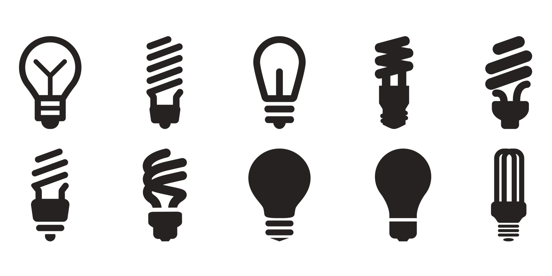 Light bulbs. Bulb icon set 22932869 Vector Art at Vecteezy