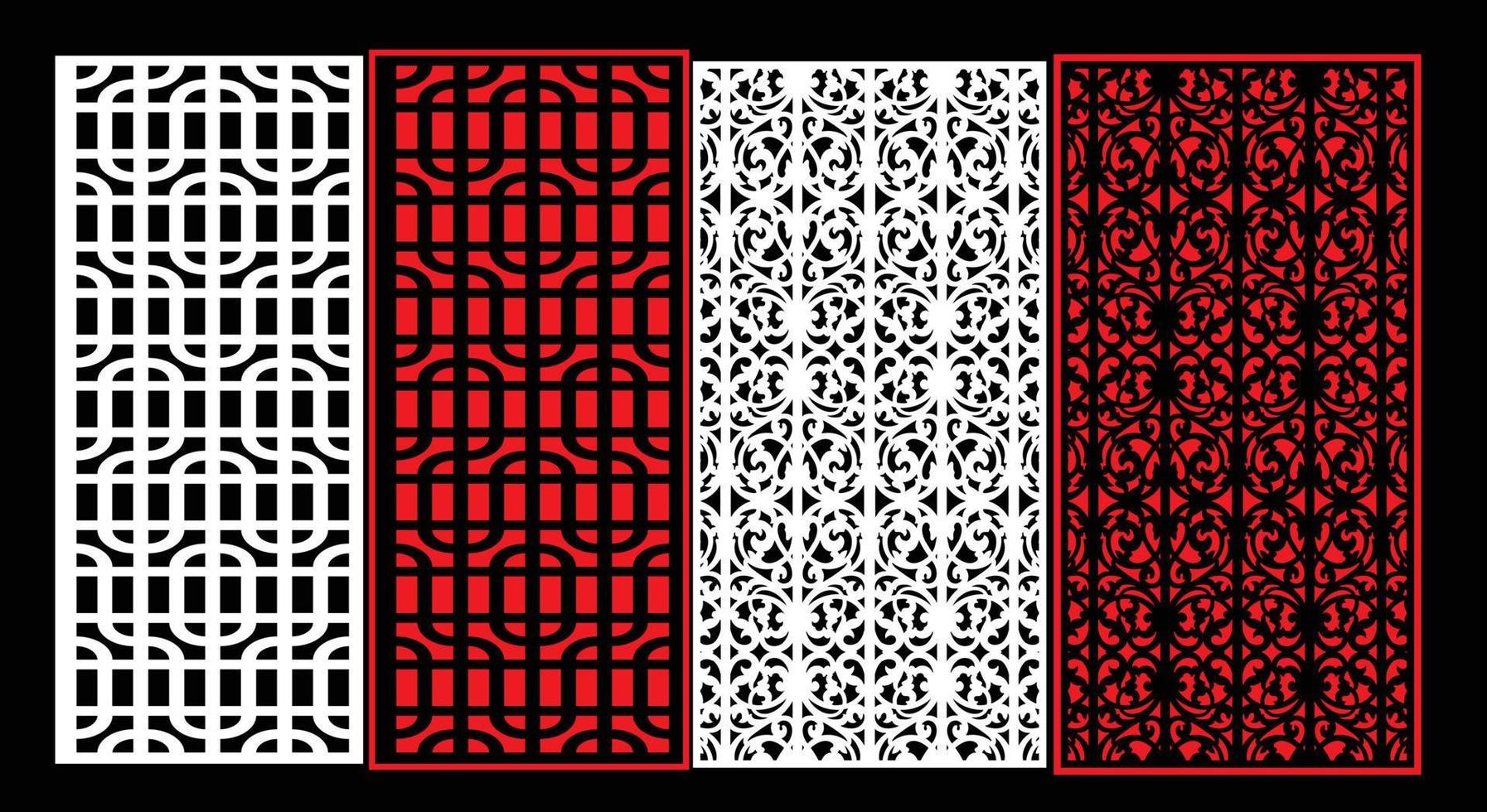 Decorative wall panels set Jali design CNC pattern, laser cutting pattern, router CNCcutting ...