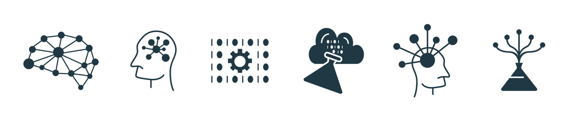 Machine learning icon and Artificial intelligence, binary icon set ...
