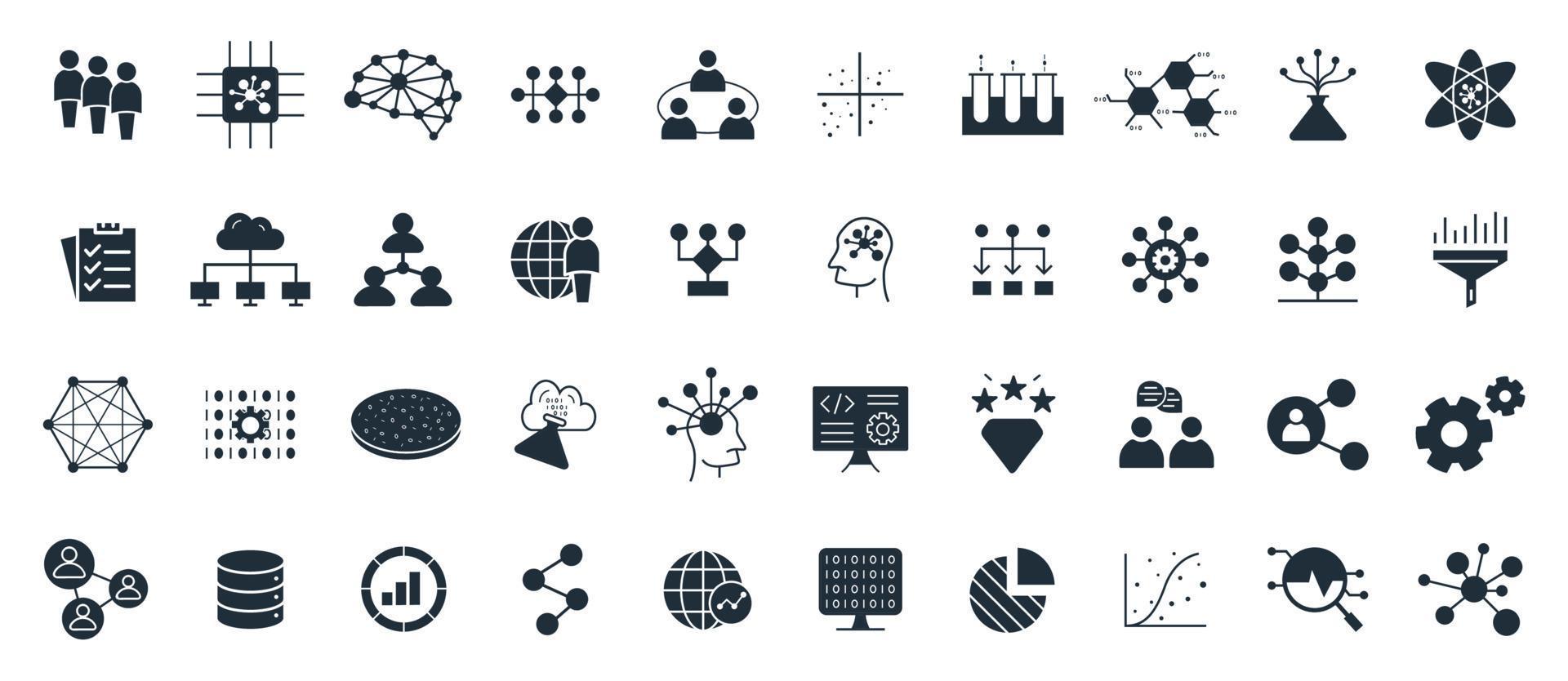 Analysis, statics, engineering, Data Science, and people team icon set ...