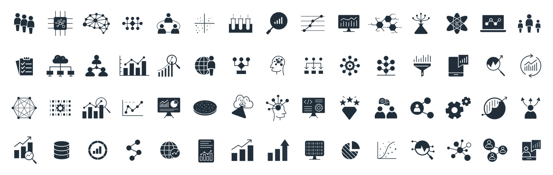 Analysis, statics, engineering, Data Science, and people team icon set ...