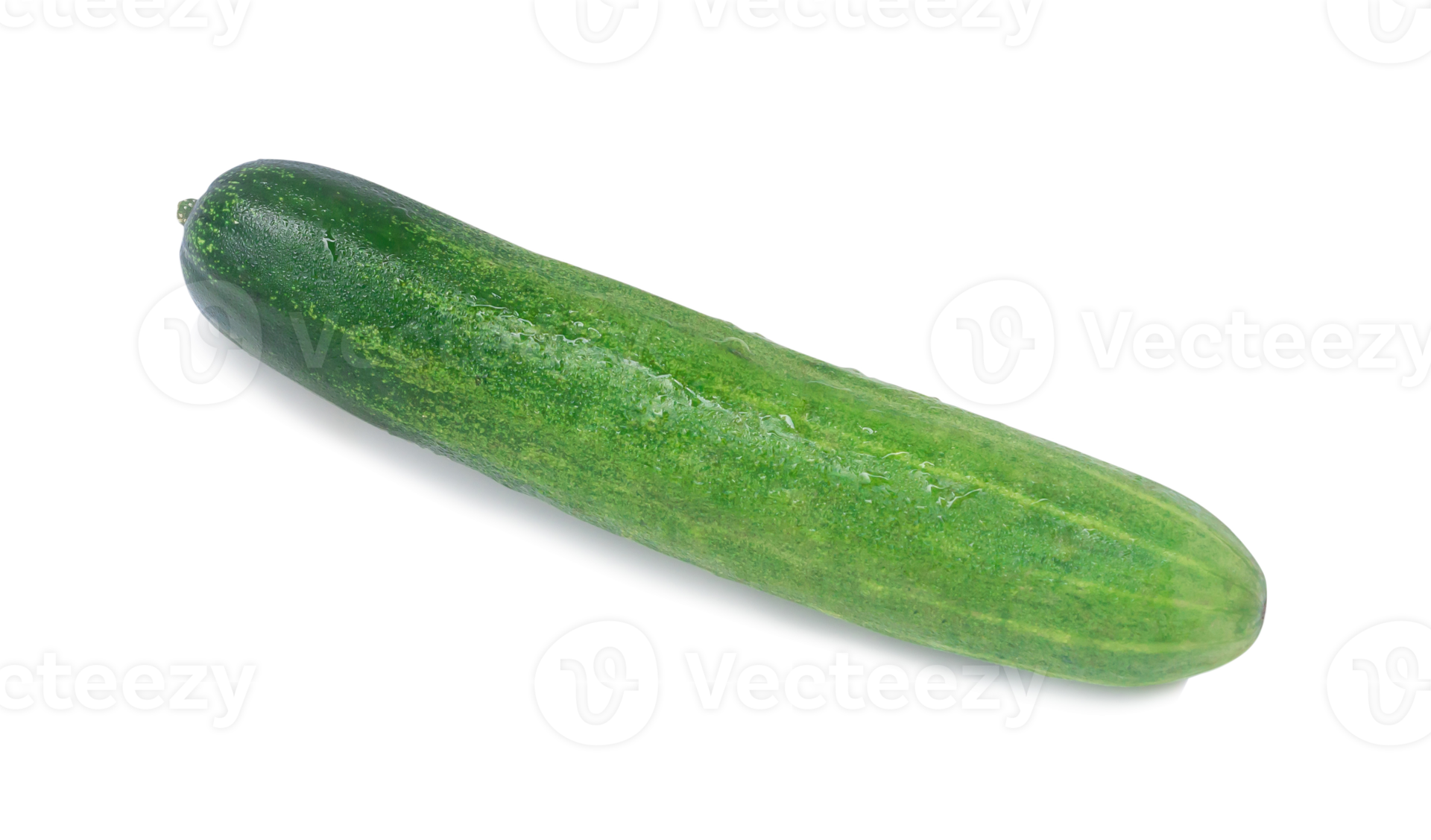 Top view of single fresh green cucumber vegetable isolated with ...