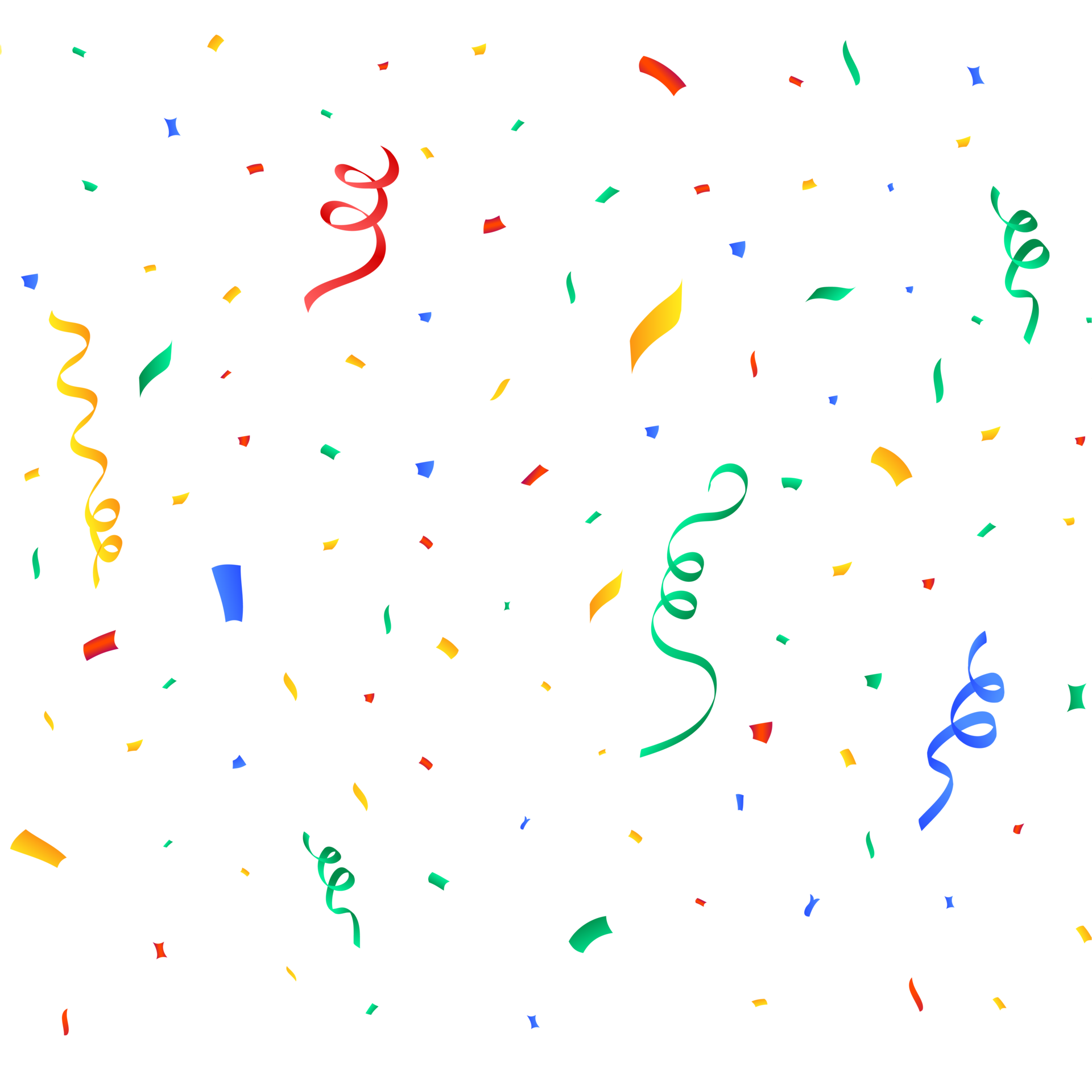 Realistic confetti background PNG. Multicolor celebration confetti ribbon falling. Colorful ...
