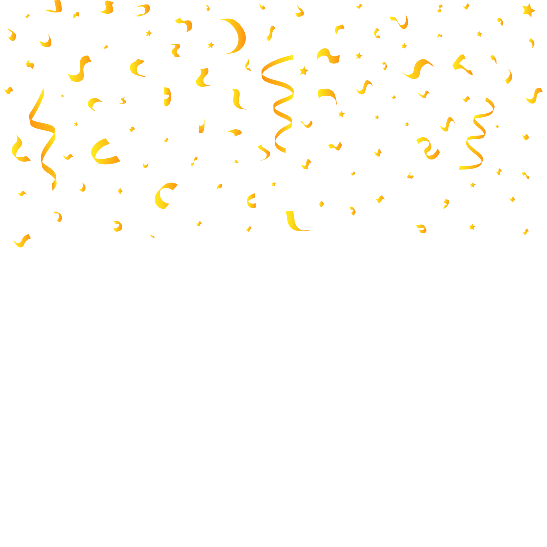 Golden confetti falling background PNG. Realistic golden ribbon and confetti PNG design. Golden ...