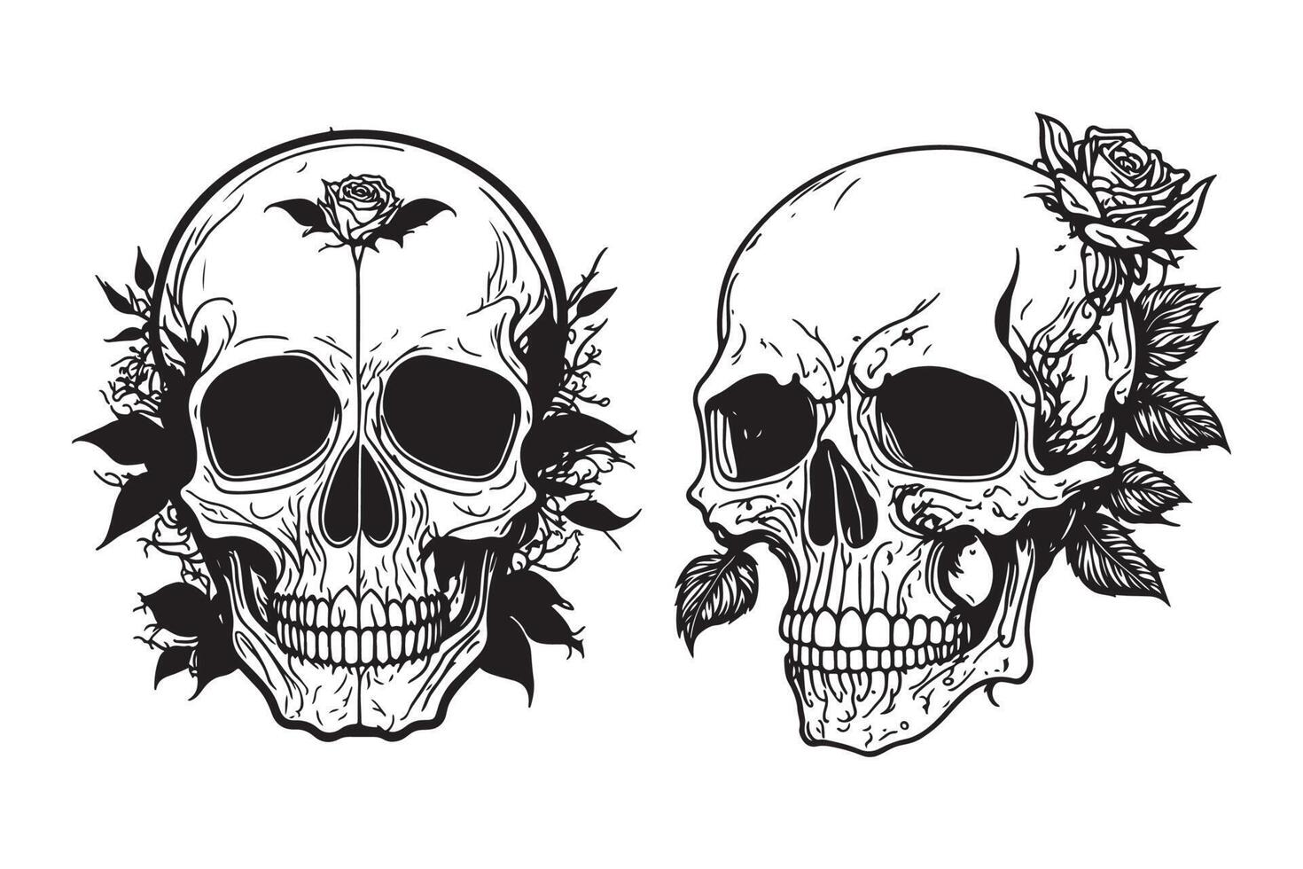 Skull With Roses Easy Drawing at James Saavedra blog