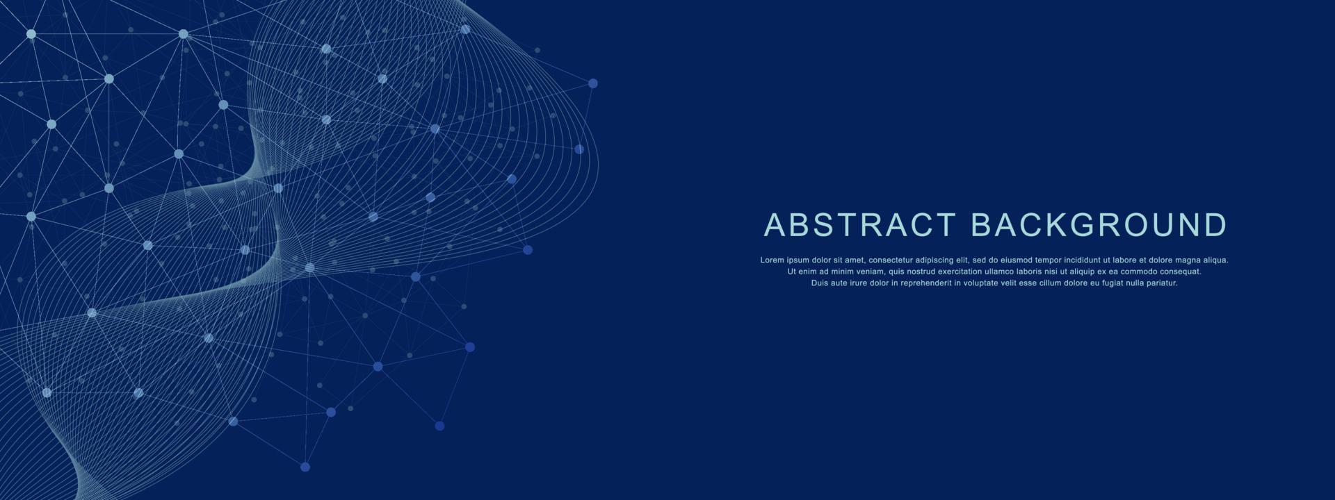 Abstract connected dots and lines with wave flow. Digital data ...