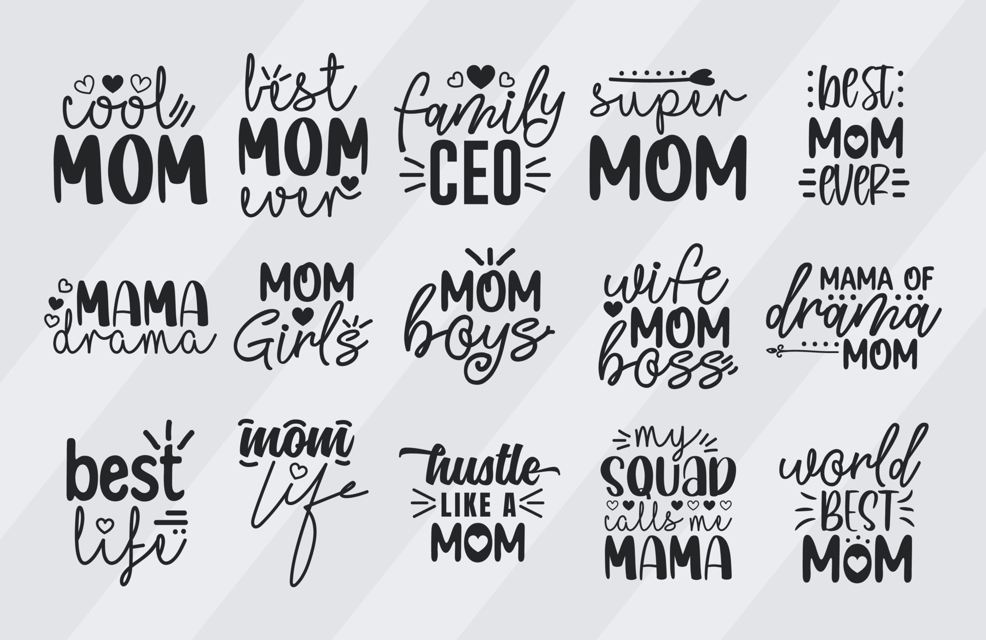 Mom Typography T Shirt Design Bundle 22937452 Vector Art At Vecteezy