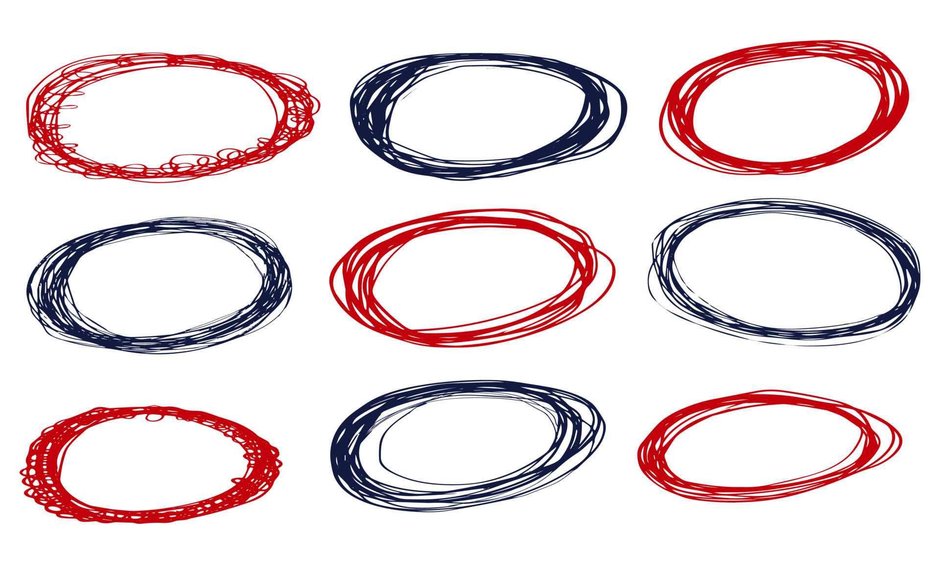 Hand drawn scribble line circles and arrows. doodle round circles for ...