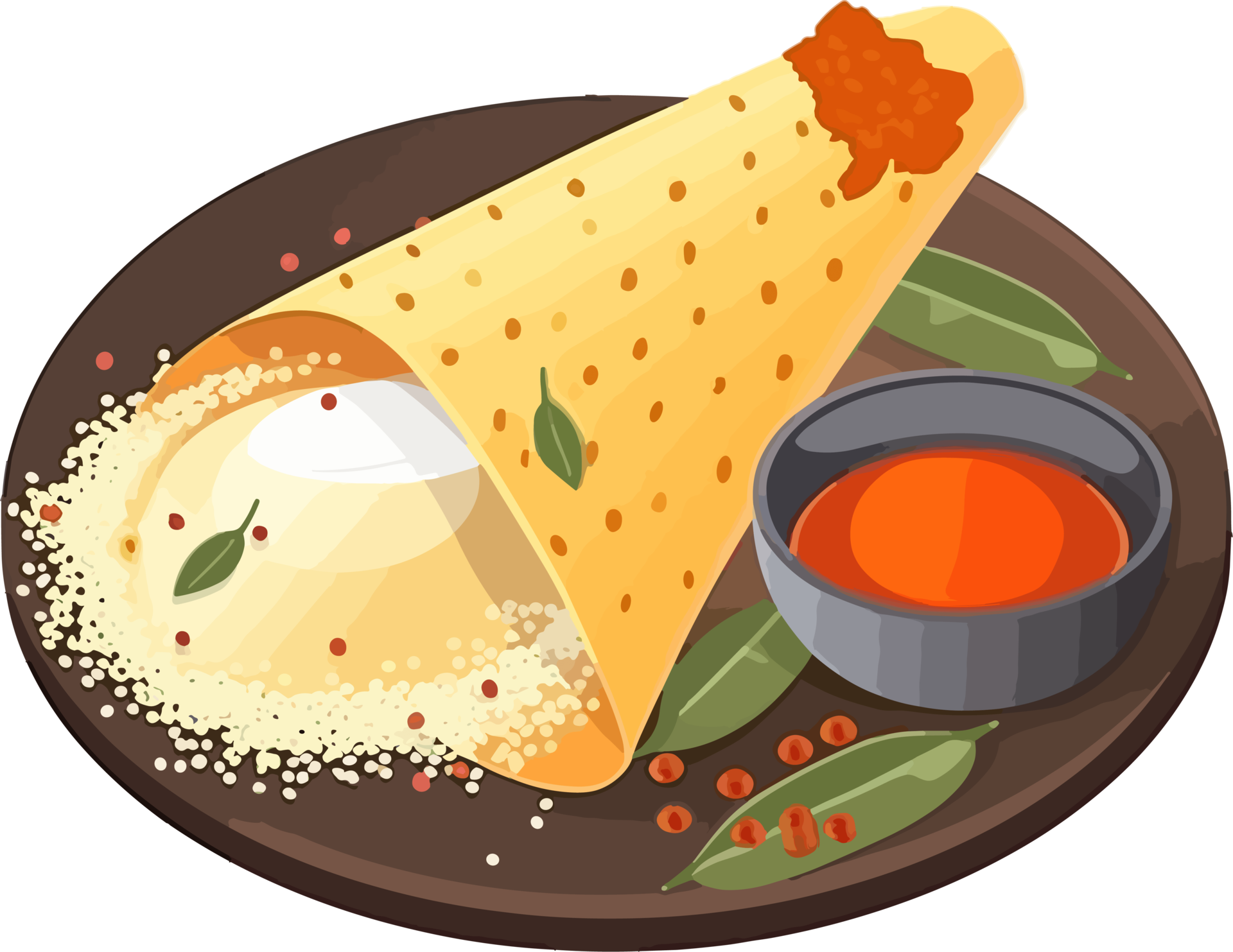 Masala Dosa Indian Traditional Food With Sambhar 22944871 Png