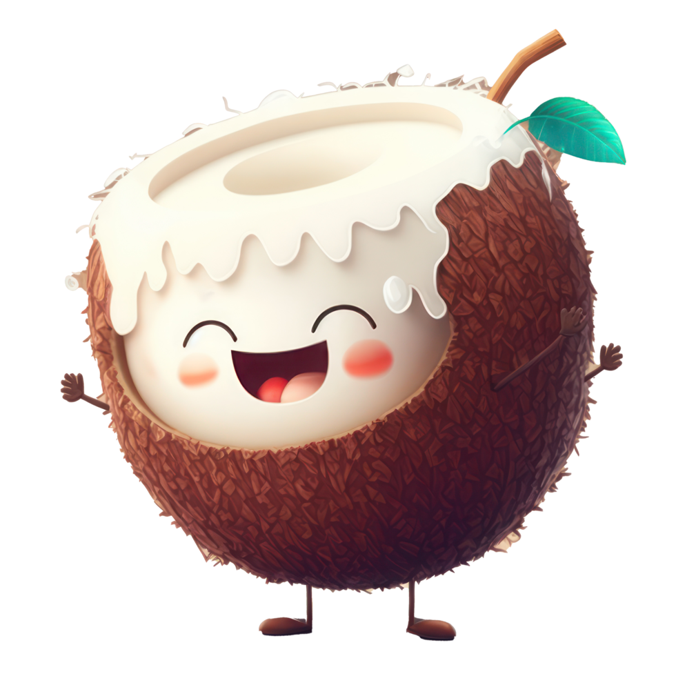 Cute Happy Coconut Character Ai Generated 22948136 Png