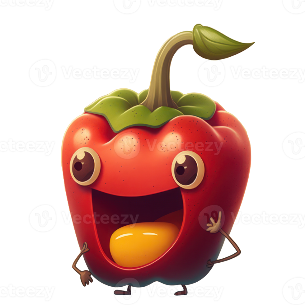 Cute Happy Bell Pepper Character Ai Generated 22948172 Png