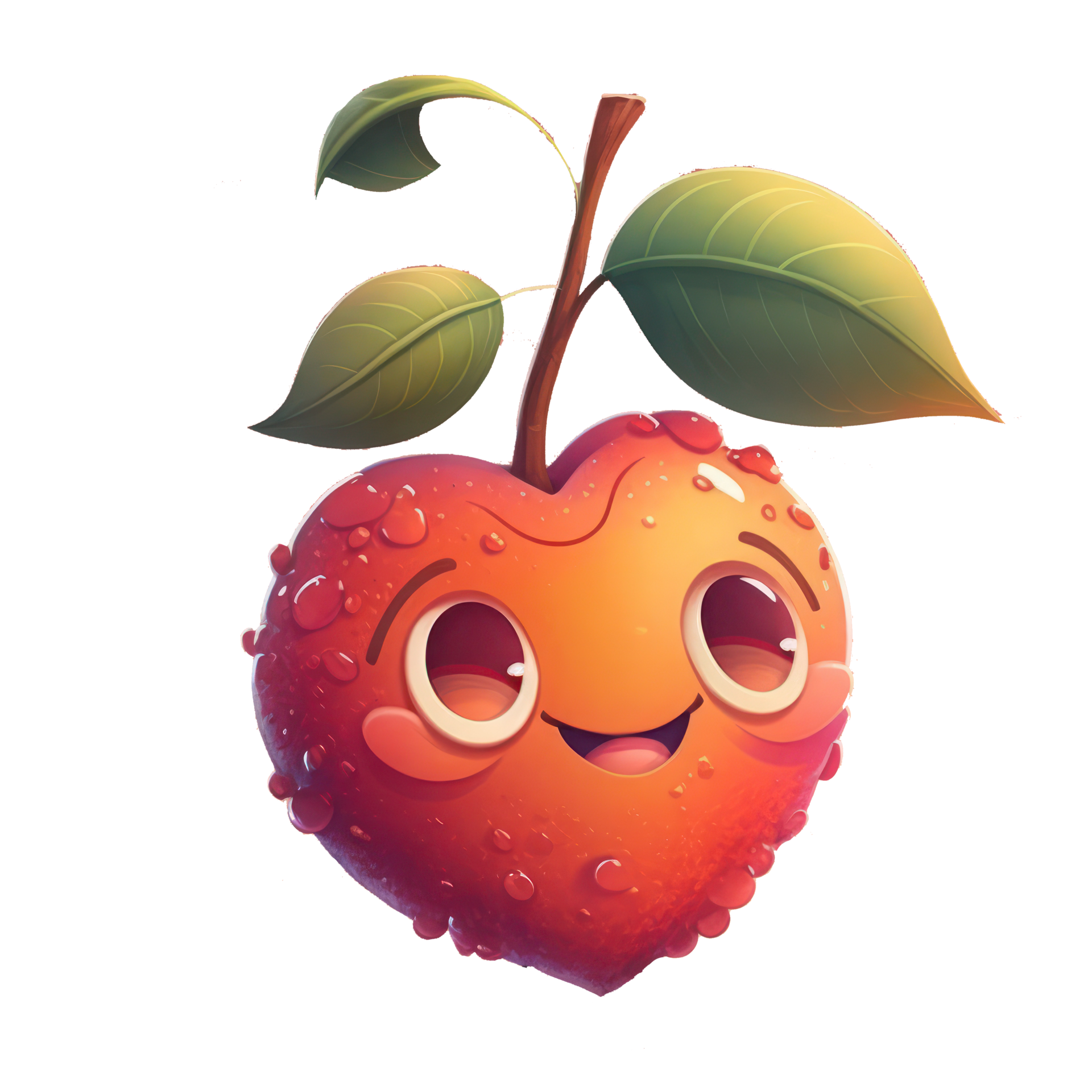 Cute Happy Nectarine Character Ai Generated 22948324 Png
