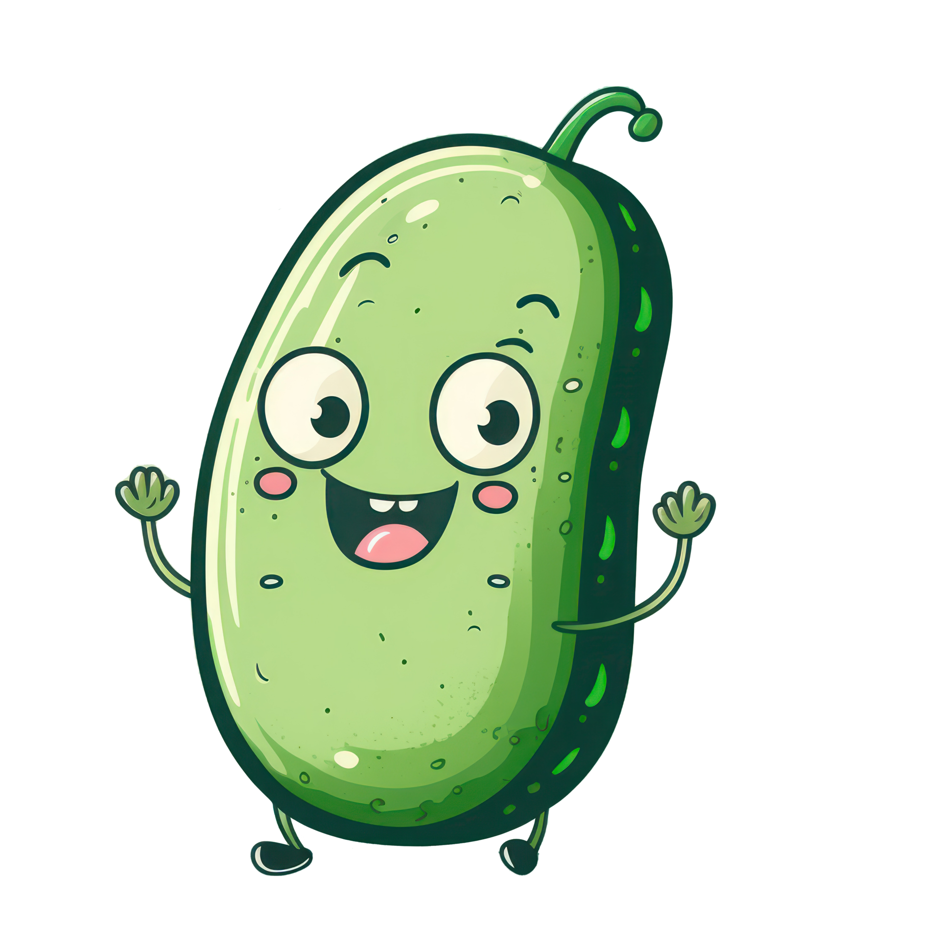 Cute Happy Cucumber Character Ai Generated 22948340 Png