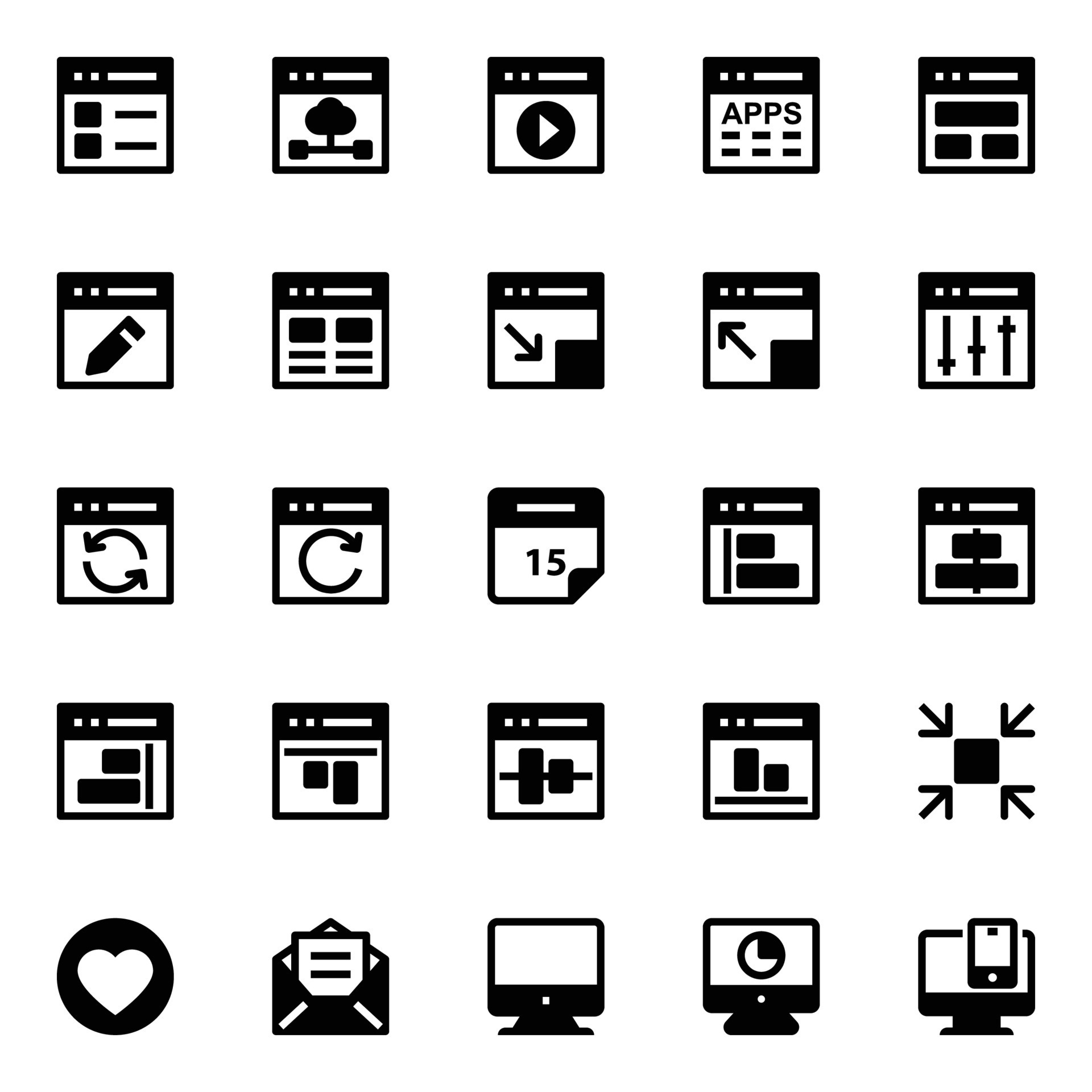Glyph icons for web Design and development. 22950284 Vector Art at Vecteezy