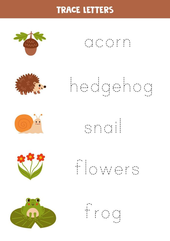 Tracing letters with cute woodland animals. Writing practice. 22950768 ...
