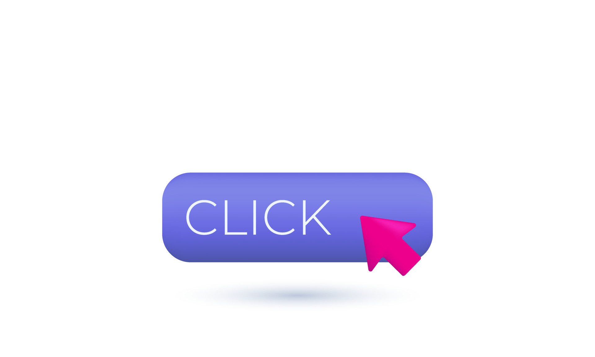 3d Realistic Cartoon Vector Button Click Arrow Icon Trendy Modern Style Object Symbols Isolated