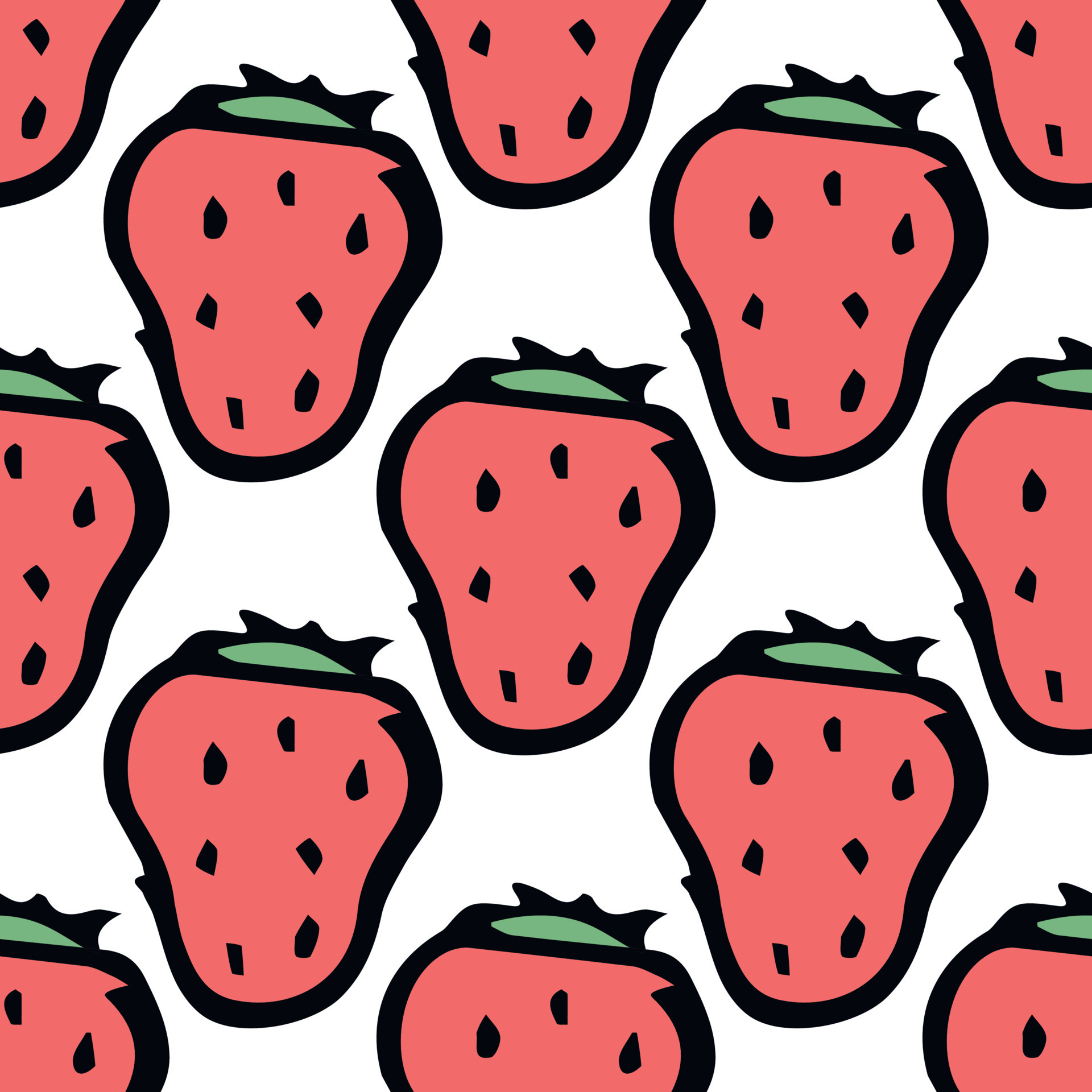 Seamless strawberry pattern. Doodle vector with strawberry icons ...
